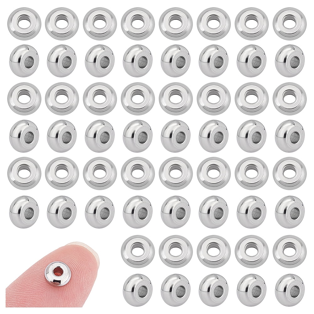 304 Stainless Steel Beads Rondelle Stainless Steel Color 6x3mm Hole ...