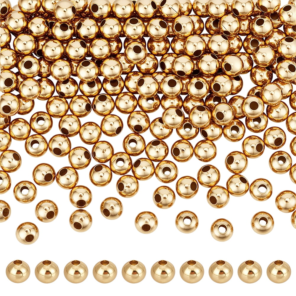 304 Stainless Steel Beads Round Real 18K Gold Plated 6x5mm Hole: 2.2mm ...