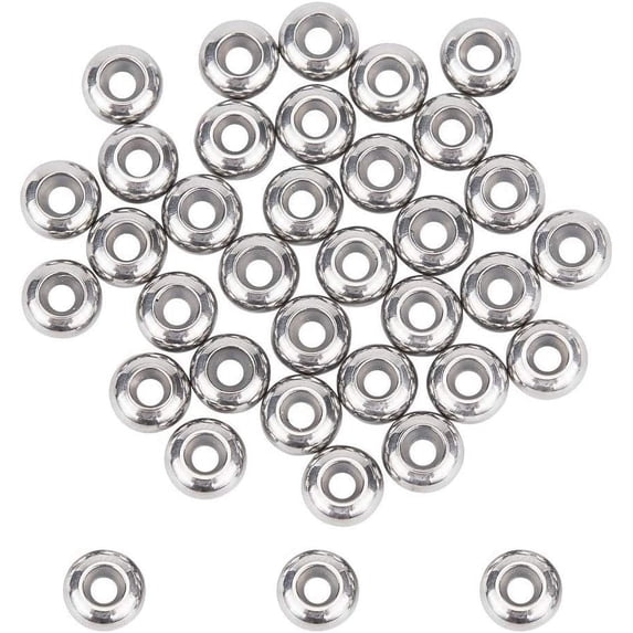 304 Stainless Steel Beads with Plastic Slider Beads Rondelle Stainless ...