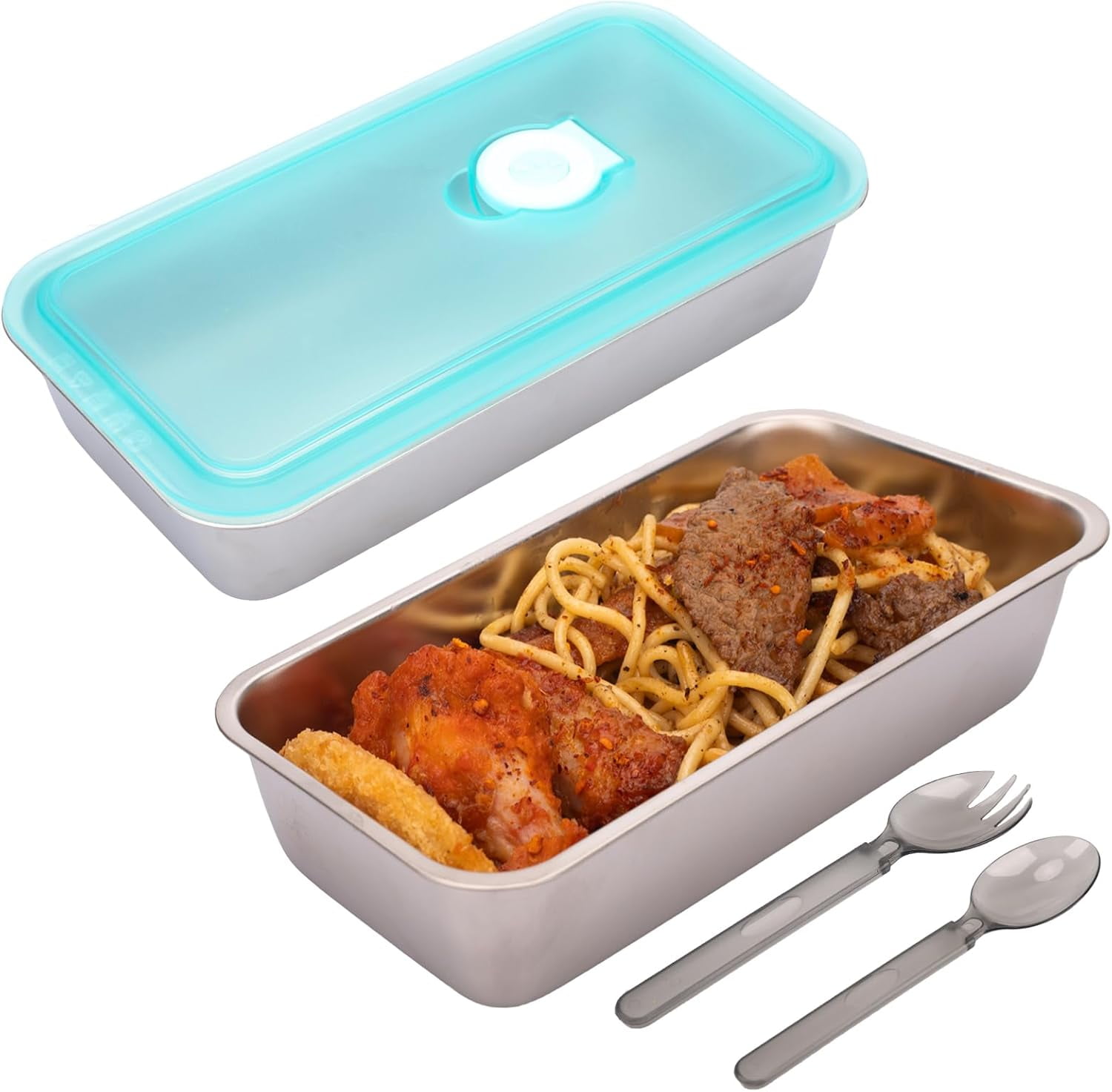 304 Stainless Steel Bento Boxes with Lids, 2pcs Leakproof Snack ...