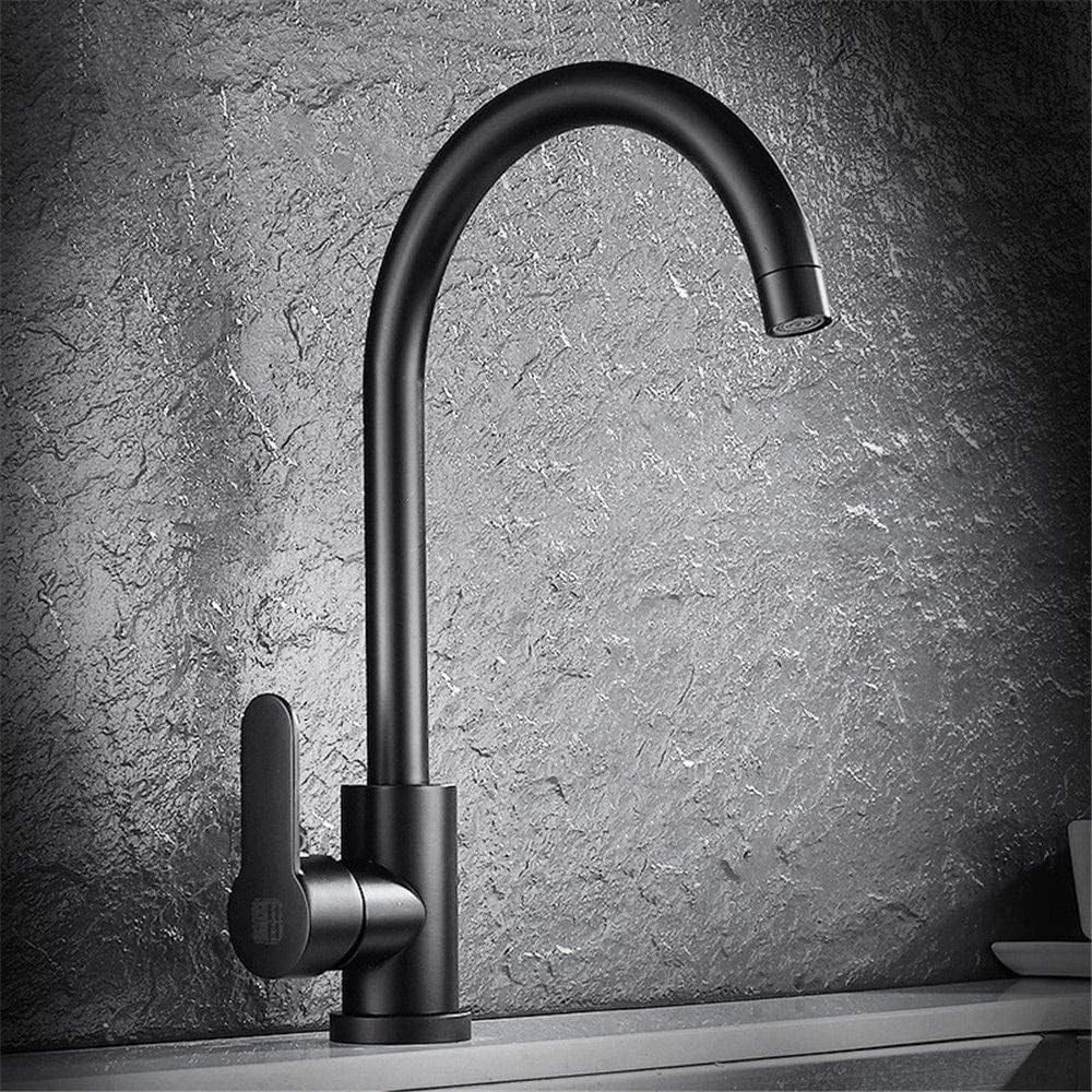 304 Stainless Steel Black Kitchen Faucet Hot and Cold Water Mixer ...