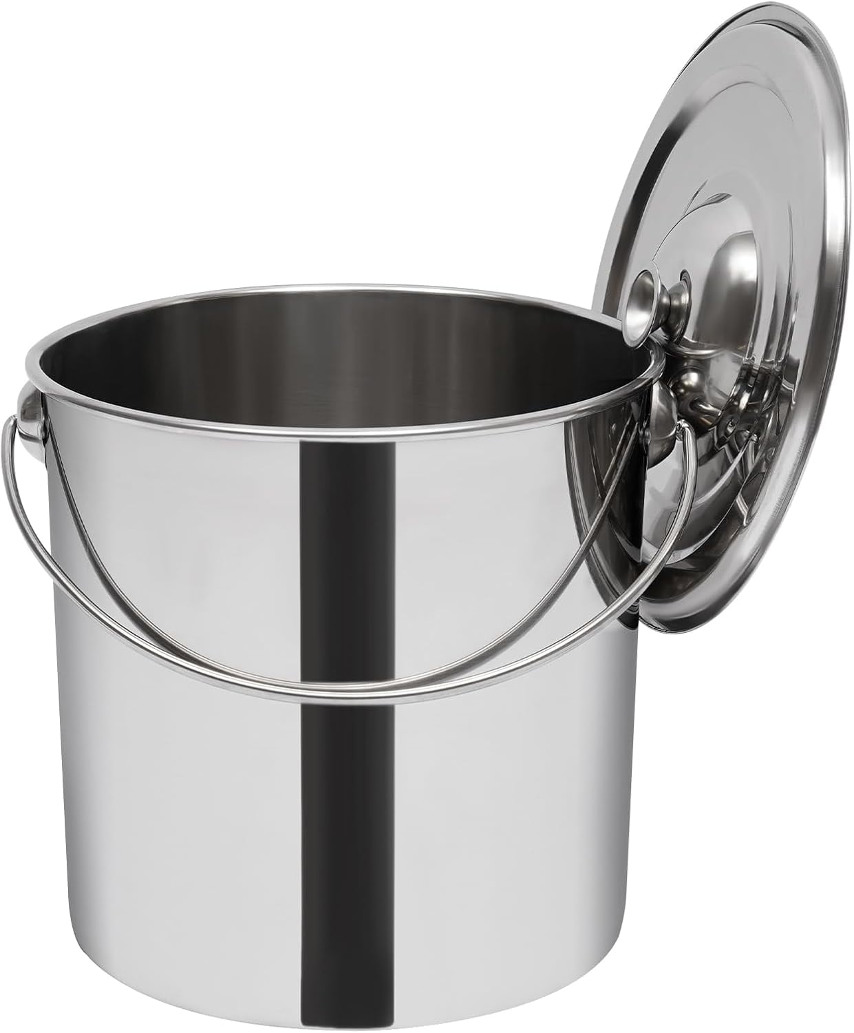 304 Stainless Steel Bucket with Lid Heavy Duty Handled Pail Storage Water Milk Metal Kitchen Bin ...