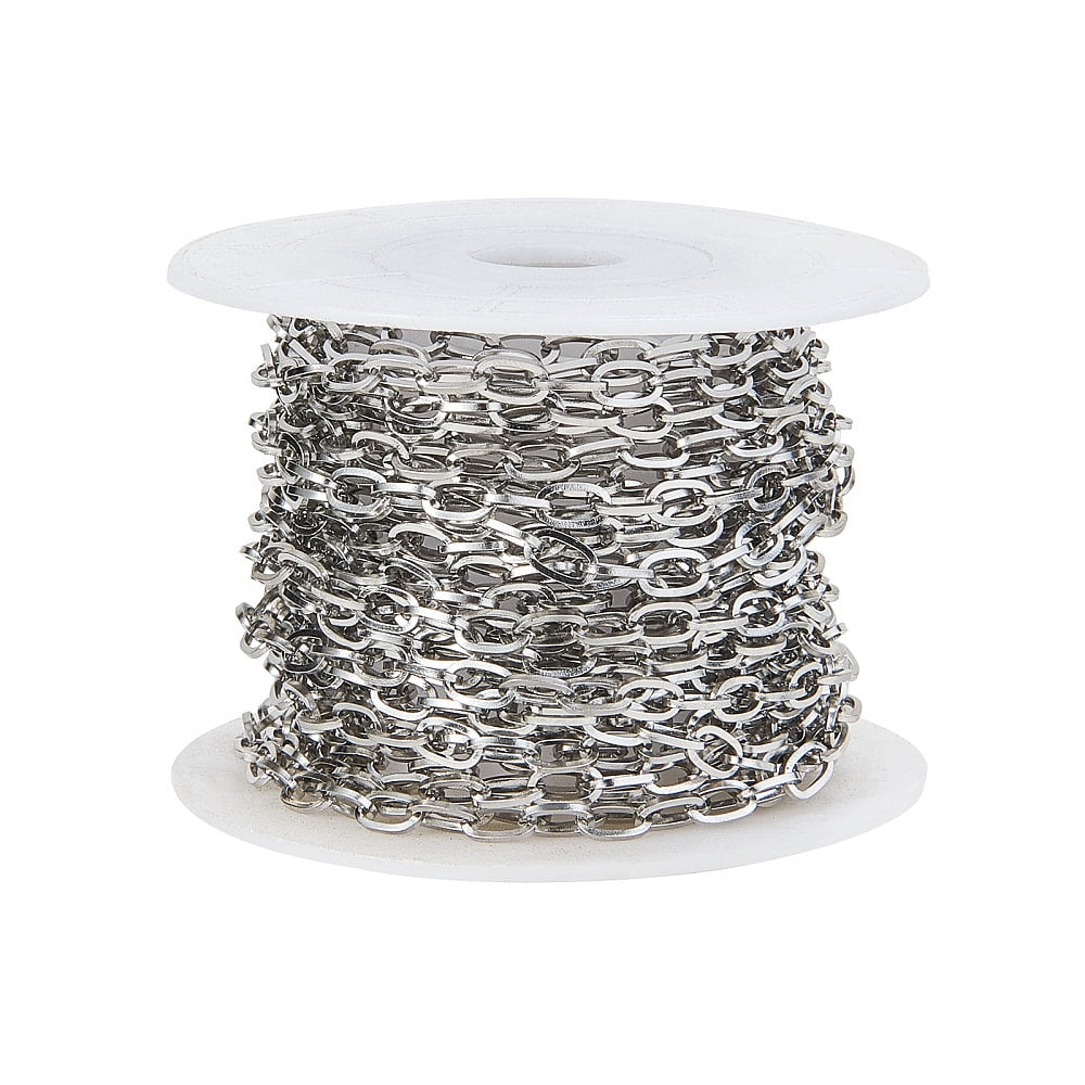 304 Stainless Steel Cable Chains Unwelded with Spool Flat Oval ...