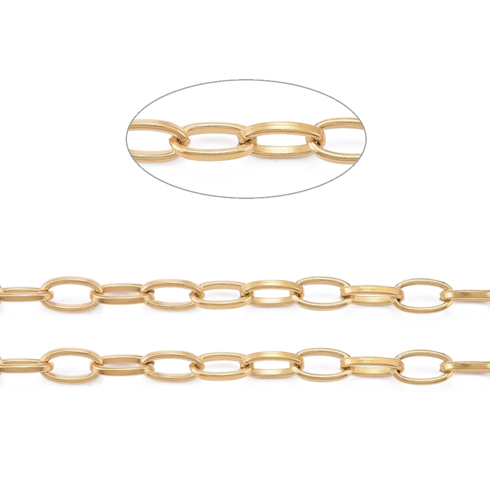 304 Stainless Steel Cable Chains Unwelded with Spool Oval Golden 9x5x1 ...