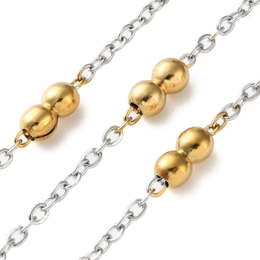 304 Stainless Steel Cable Chains with Beads Ion Plating(IP) Soldered ...