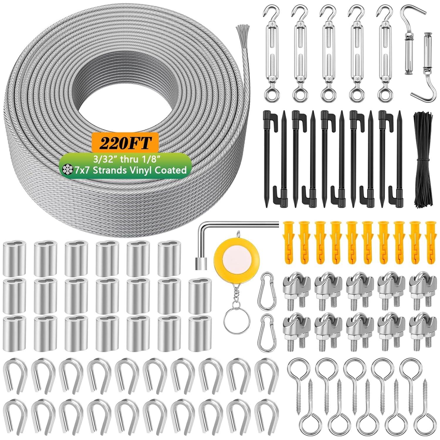 304 Stainless Steel Cable with M5 Turnbuckles for Cables Wire, Vinyl ...