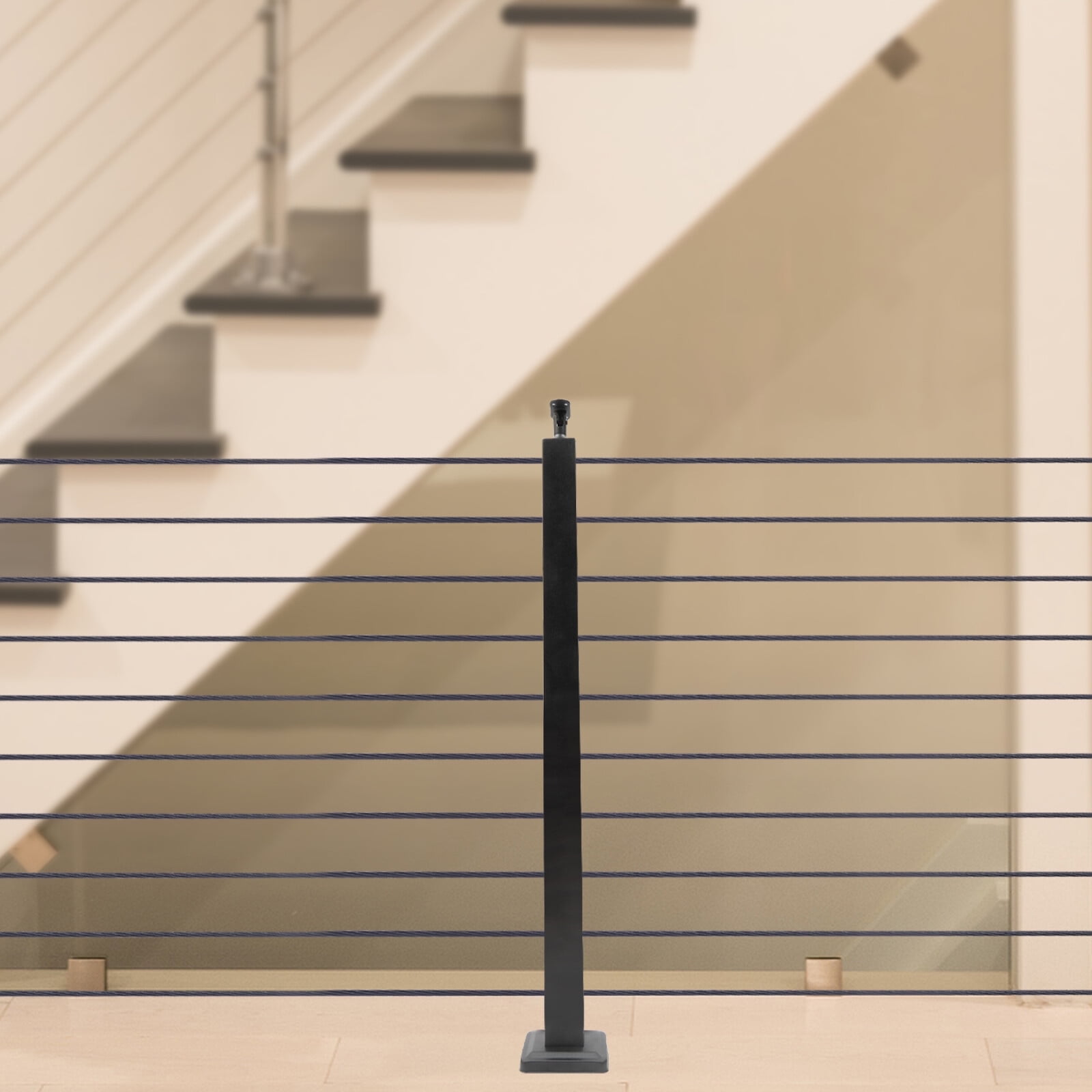 304 Stainless Steel Cable Railing Post,Black Square Design,10-Hole ...