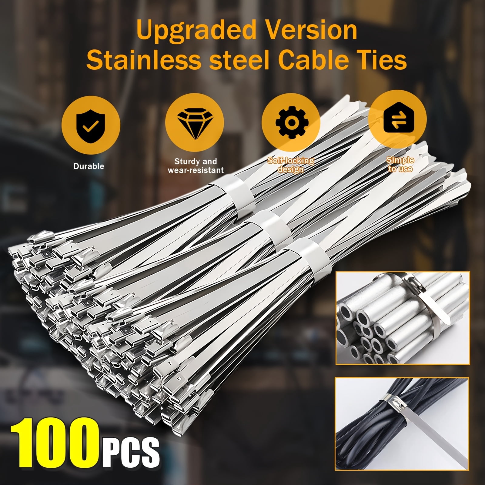 304 Stainless Steel Cable Ties - Industrial Strength Self-Locking ...