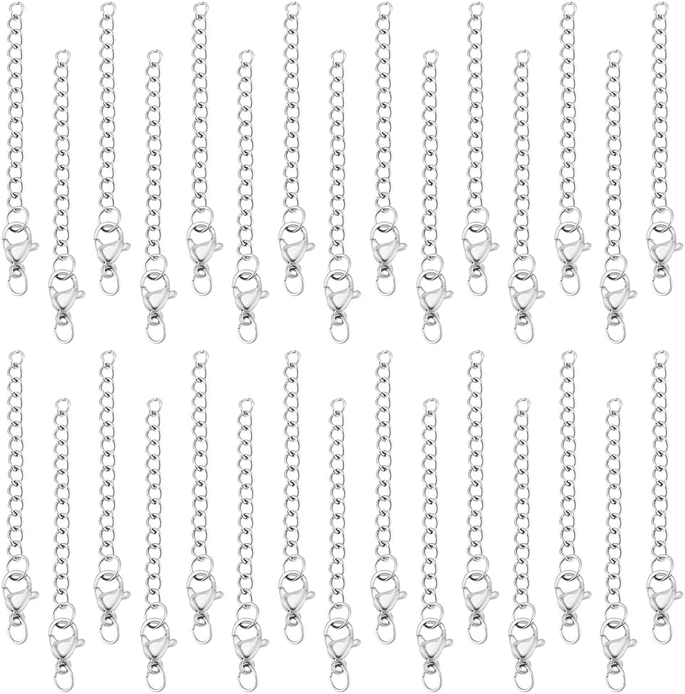 304 Stainless Steel Chain Extender with Lobster Claw Clasps & Curb ...