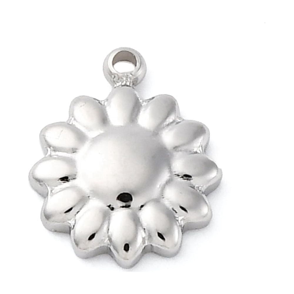 304 Stainless Steel Charms Anti- Flower Charm Stainless Steel Color 10 ...