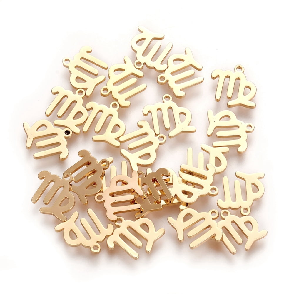 304 Stainless Steel Charms Constellation/Zodiac Sign Real 18K Gold ...