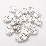 304 Stainless Steel Charms Flat Round with Yin Yang Stainless Steel ...