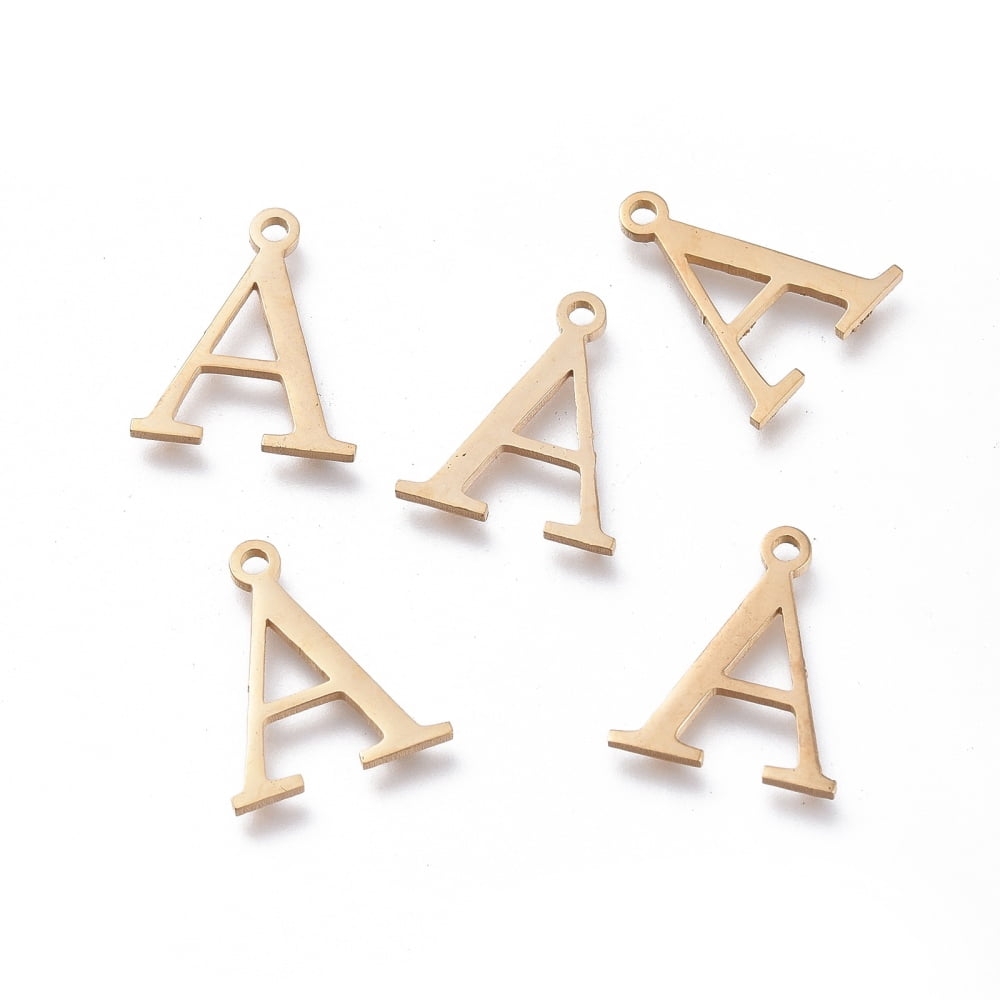 304 Stainless Steel Charms Greek Alphabet Golden Letter.A 13.8x11.5x1mm ...