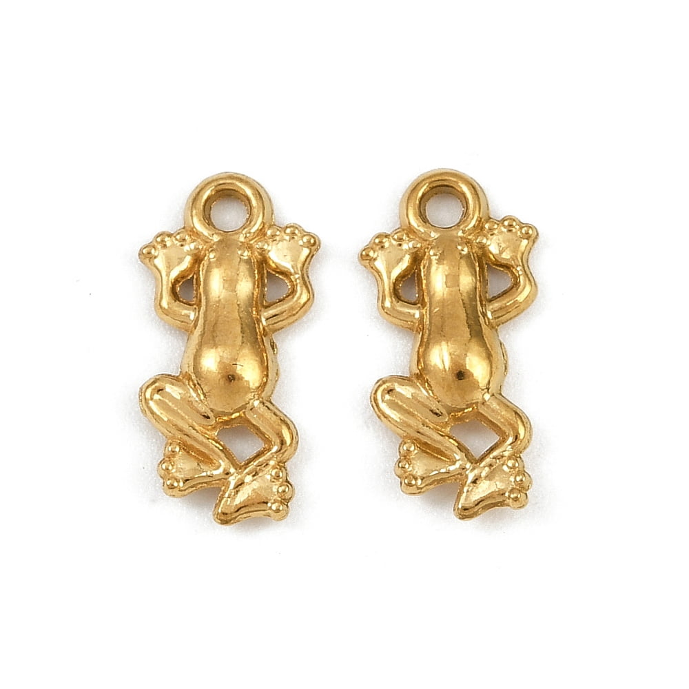 304 Stainless Steel Charms Ion Plating(IP) Frog Charm Real 18K Gold ...