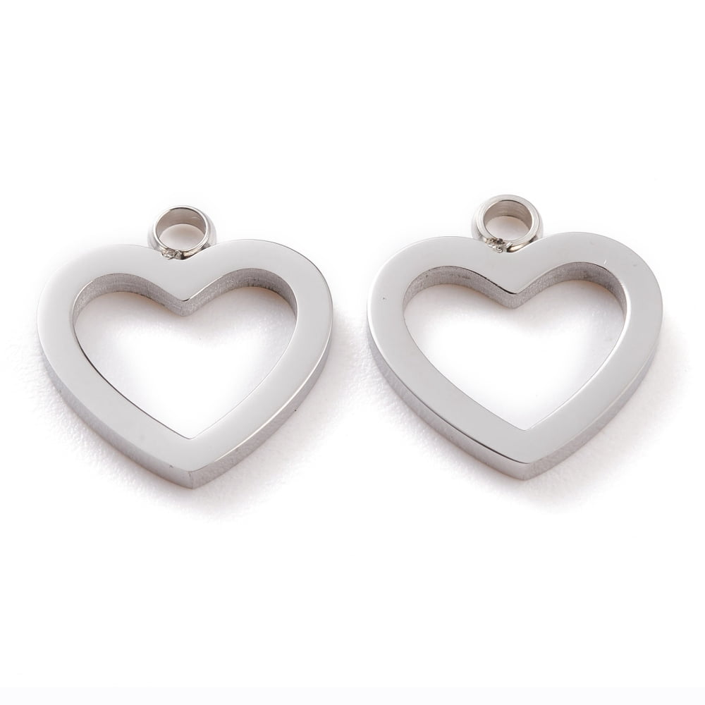 304 Stainless Steel Charms Laser Cut Heart Stainless Steel Color ...