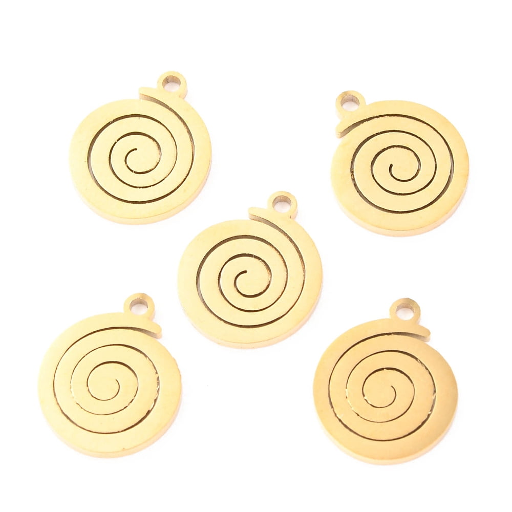 304 Stainless Steel Charms Laser Cut Vortex Golden 14x11.5x1.1mm Hole ...