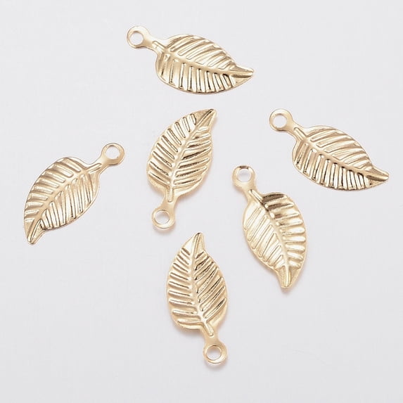 304 Stainless Steel Charms Leaf Golden 14.5x6x0.5mm Hole: 1.2mm ...