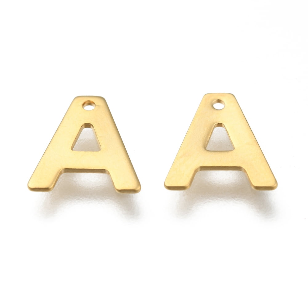 304 Stainless Steel Charms Letter.A Real 18K Gold Plated 11x10x0.8mm ...