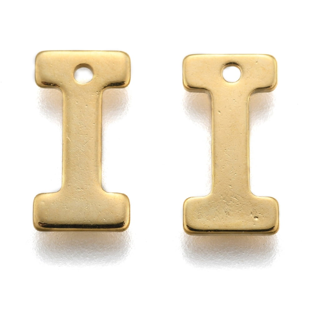 304 Stainless Steel Charms Letter Initial Charms Real 18k Gold Plated ...