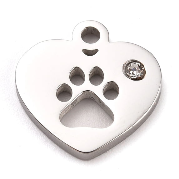 304 Stainless Steel Charms Manual Polishing with Rhinestone Heart with ...