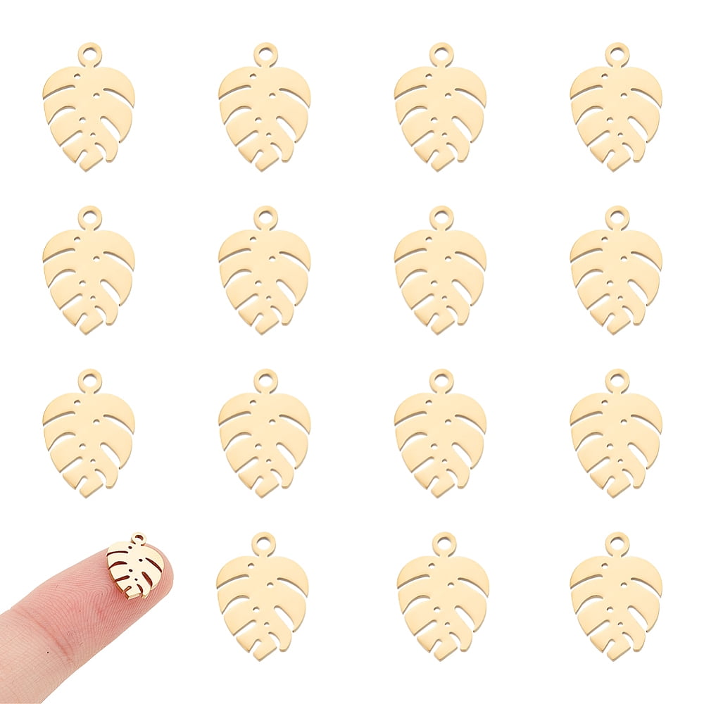 304 Stainless Steel Charms Monstera Leaf Golden 13x9x1mm Hole: 1mm ...