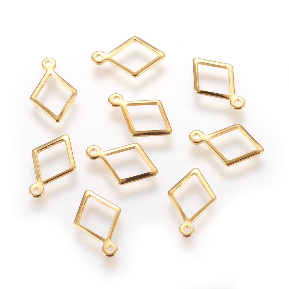 304 Stainless Steel Charms Rhombus Golden 14x9x1mm Hole: 1mm - Walmart.com