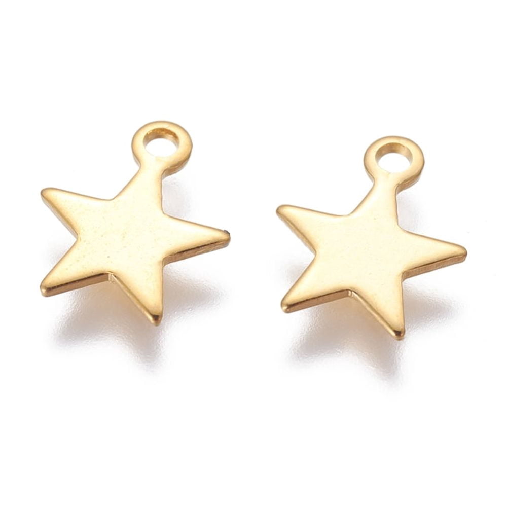 304 Stainless Steel Charms Star Golden 10x8.5x1mm Hole: 1.4mm DIY ...