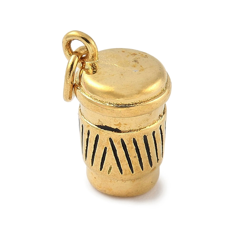 304 Stainless Steel Charms with Jump Ring Coffee Cup Charm Golden 13 ...