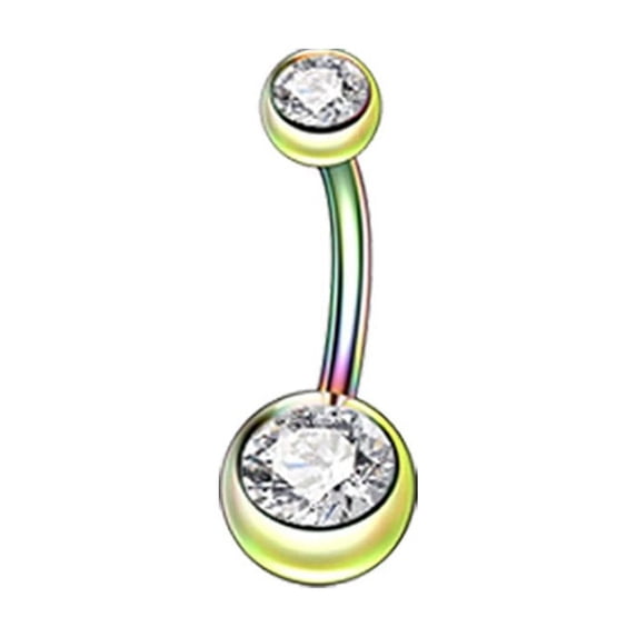 304 Stainless Steel Clear Cubic Zirconia 15 Gauge Round Belly Button ...