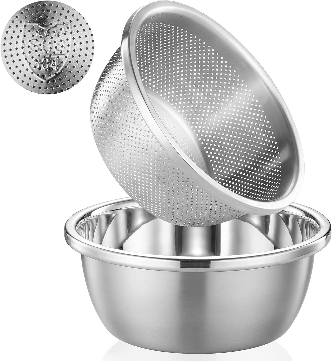 304 Stainless Steel Colander Microporous Colander & Large Bowl for ...