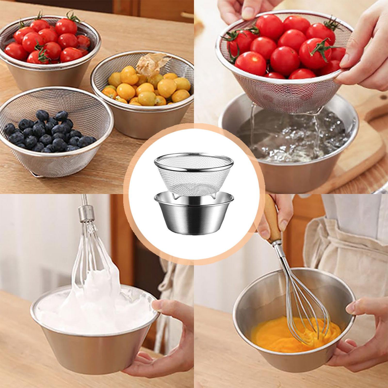 304 Stainless Steel Colander Mini Strainer With Mixing Bowl Small ...