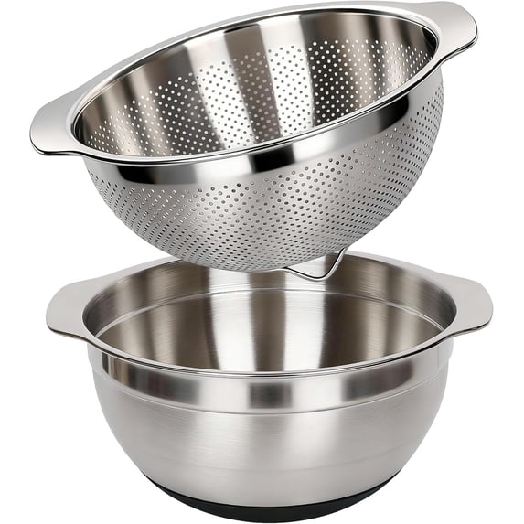 304 Stainless Steel Colander and Strainer, 5QT Large Capacity and 6QT ...