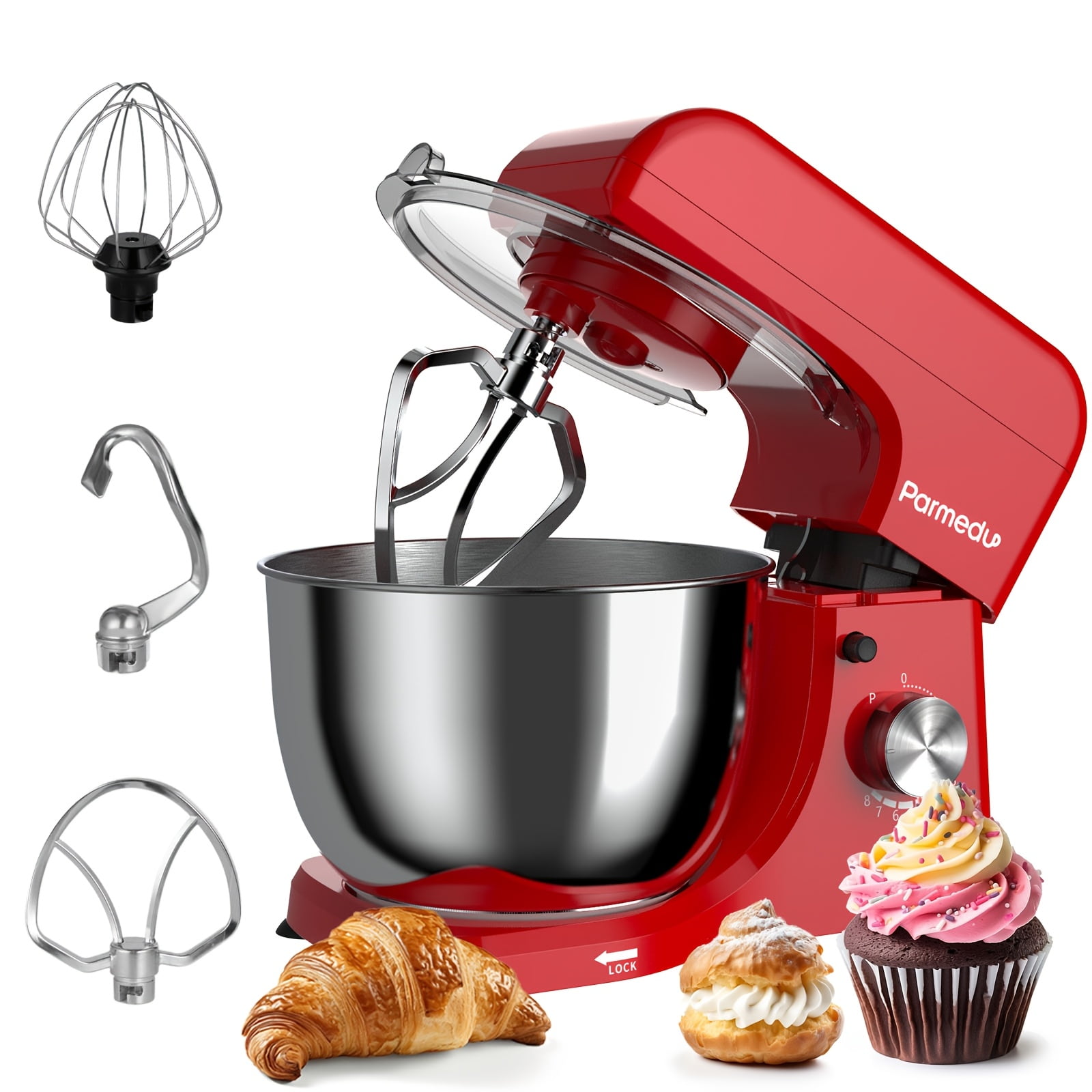304 Stainless Steel Compact Stand Mixer - 11.8"D×6.9"W×10.4"H, 8-Speed ...