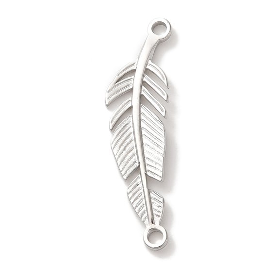 304 Stainless Steel Connector Charms Leaf Stainless Steel Color 35x9 ...