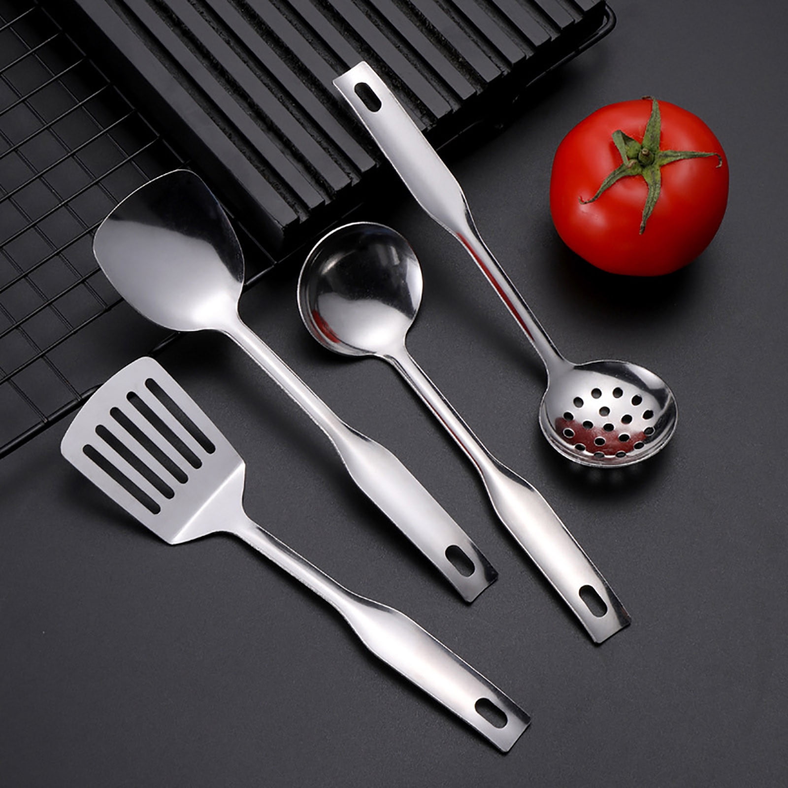 304 Stainless Steel Cooking Set, Mini Polished Ladle and Slotted Spoon and Turner, Useful ...