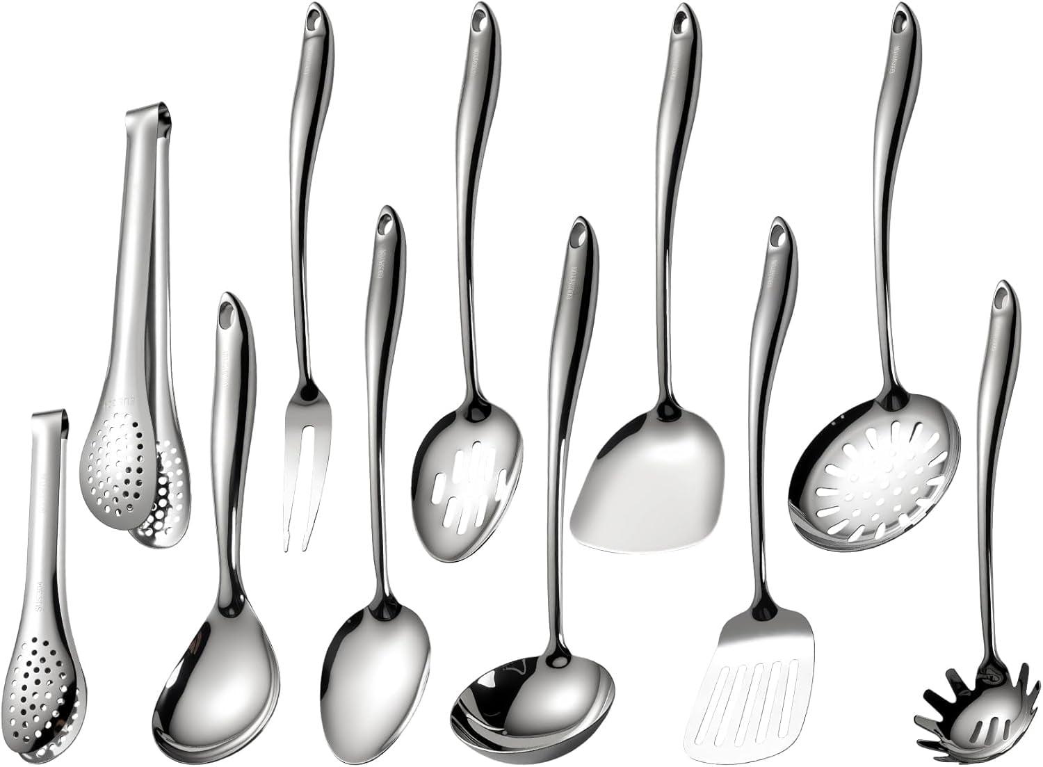 304 Stainless Steel Cooking Utensil Set, 11-piece long large metal ...