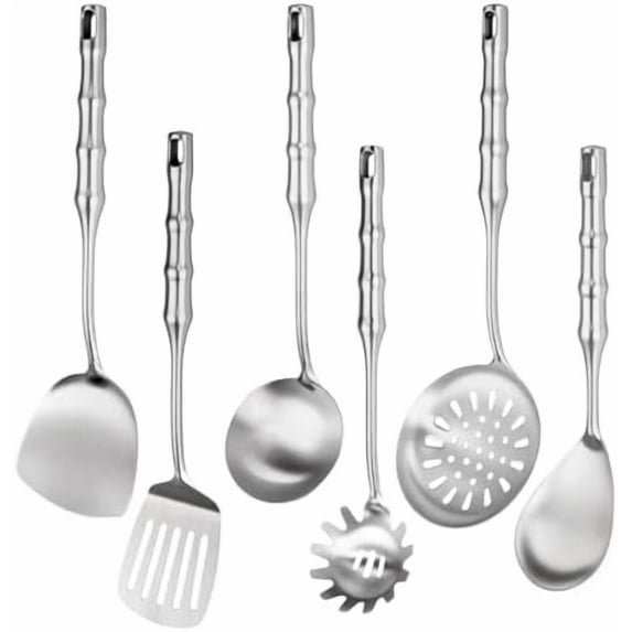 304 Stainless Steel Cooking Utensils Set,6 Pcs Stainless Steel Kitchen ...