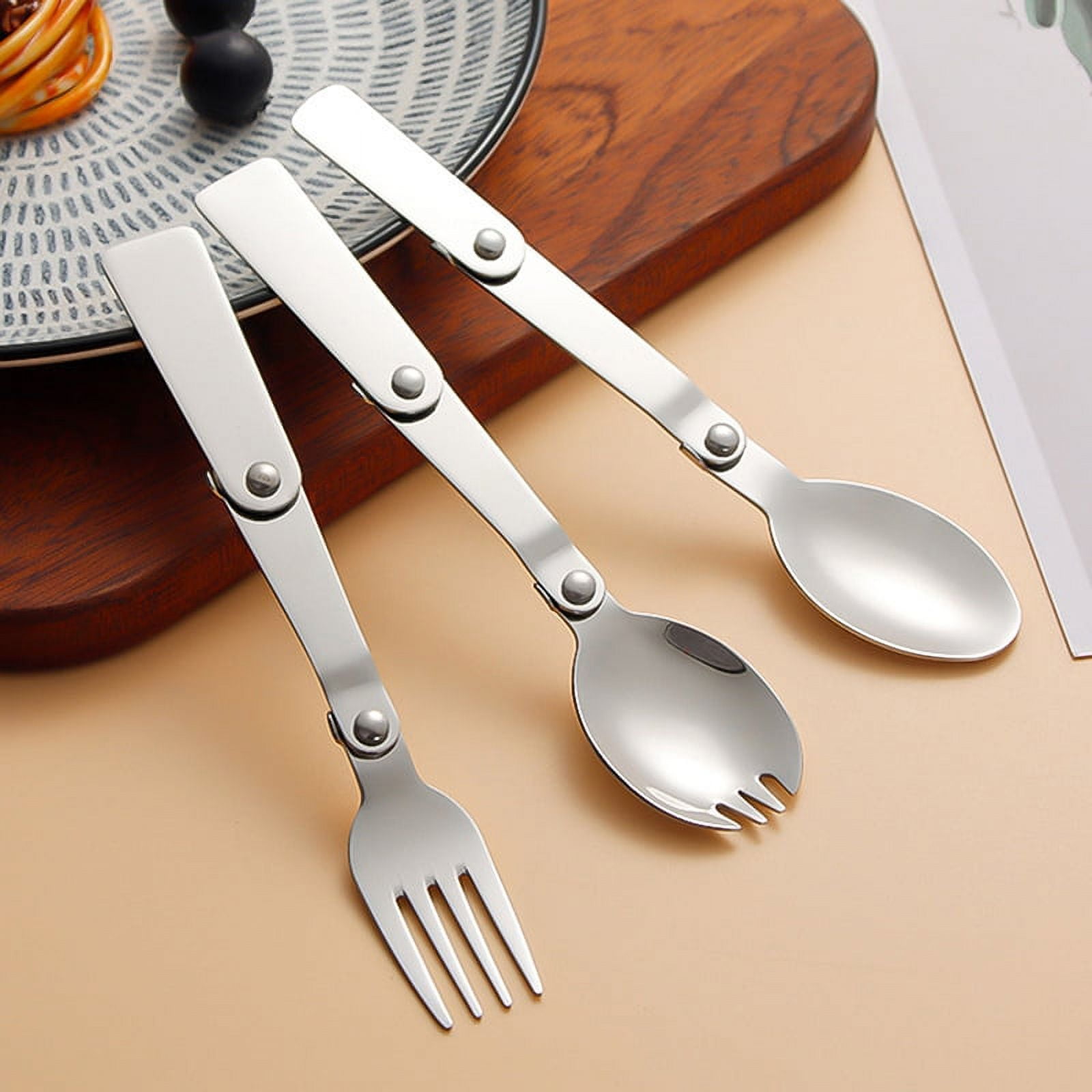 304 Stainless Steel Creative Tableware Outdoor Portable Three-Fold ...