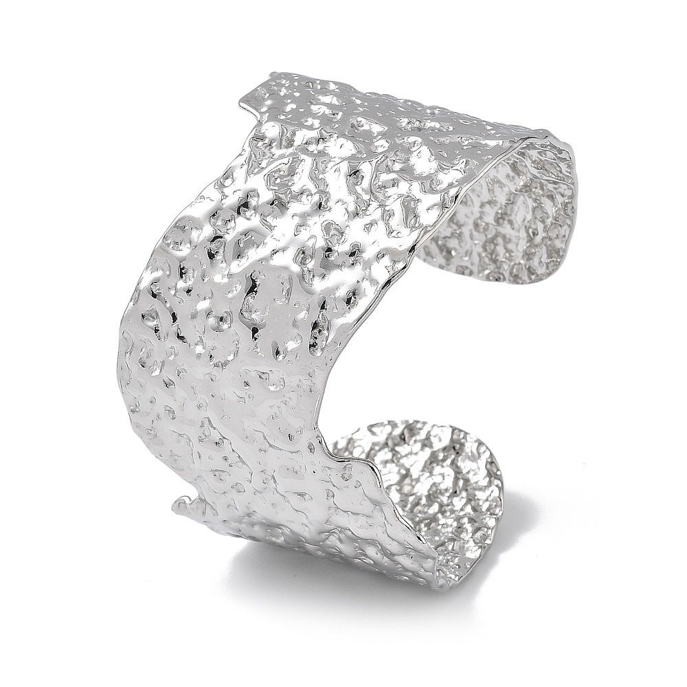 304 Stainless Steel Cuff Bangles for Women Wave Stainless Steel color ...