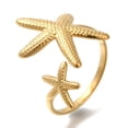 304 Stainless Steel Cuff Rings Starfish Shape Golden Inner Diameter ...