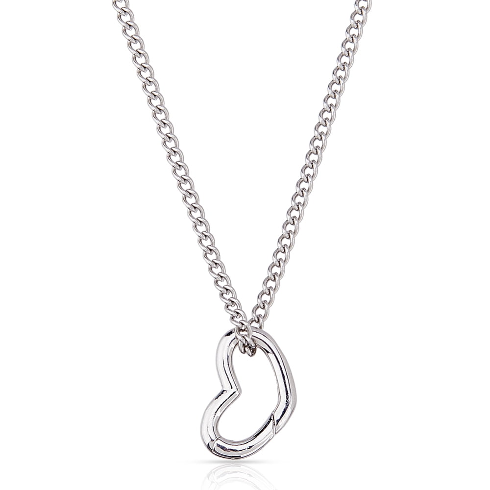 304 Stainless Steel Curb Chains Neecklaces Heart Stainless Steel Color ...
