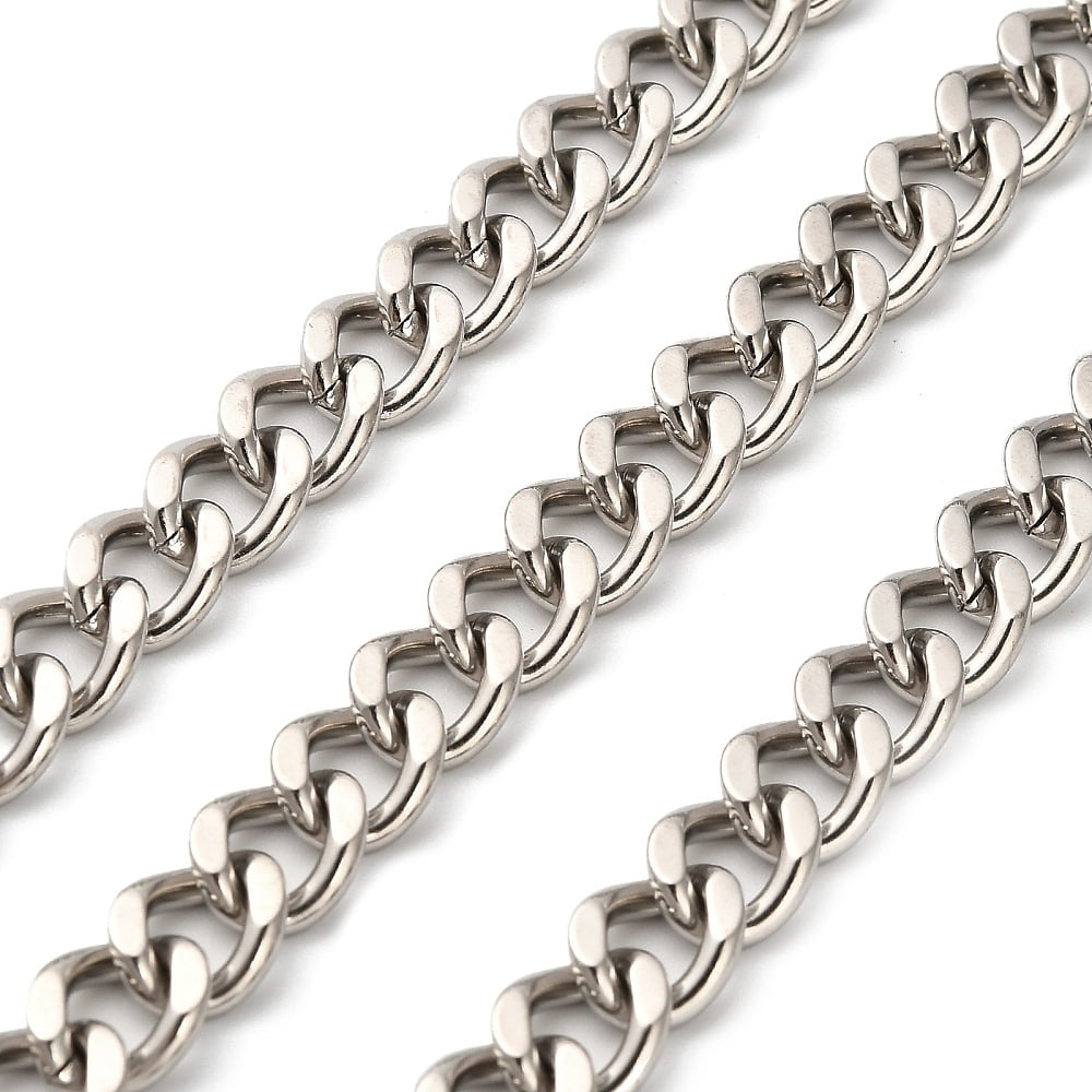 304 Stainless Steel Curb Chains Unwelded Stainless Steel Color 10x8x3mm ...