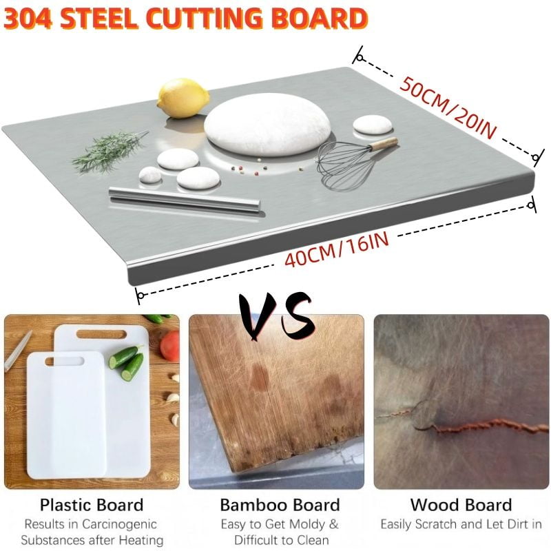 304 Stainless Steel Cutting Board Anti-Slip & Mildew-Proof! No More ...
