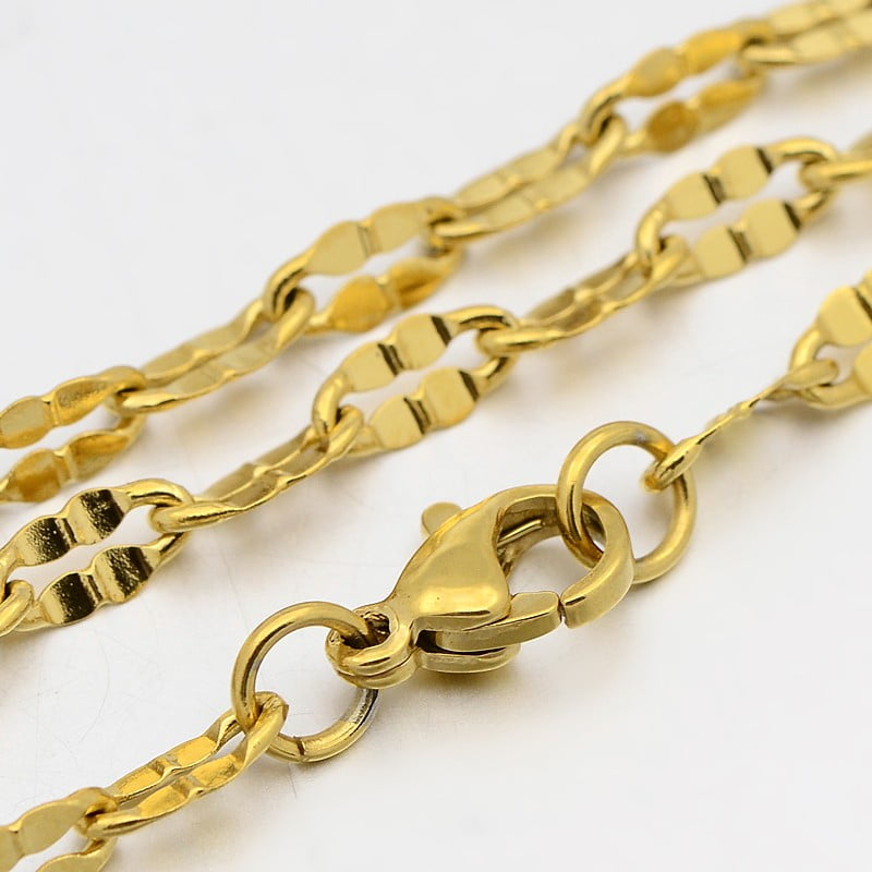 304 Stainless Steel Dapped Cable Chain Necklaces with Lobster Claw ...