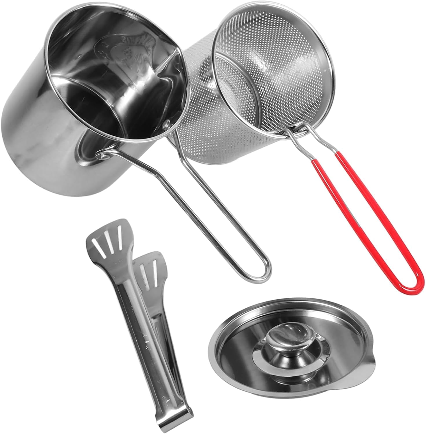304 Stainless Steel Deep Fryer Set with Oil Filter Strainer Basket and ...