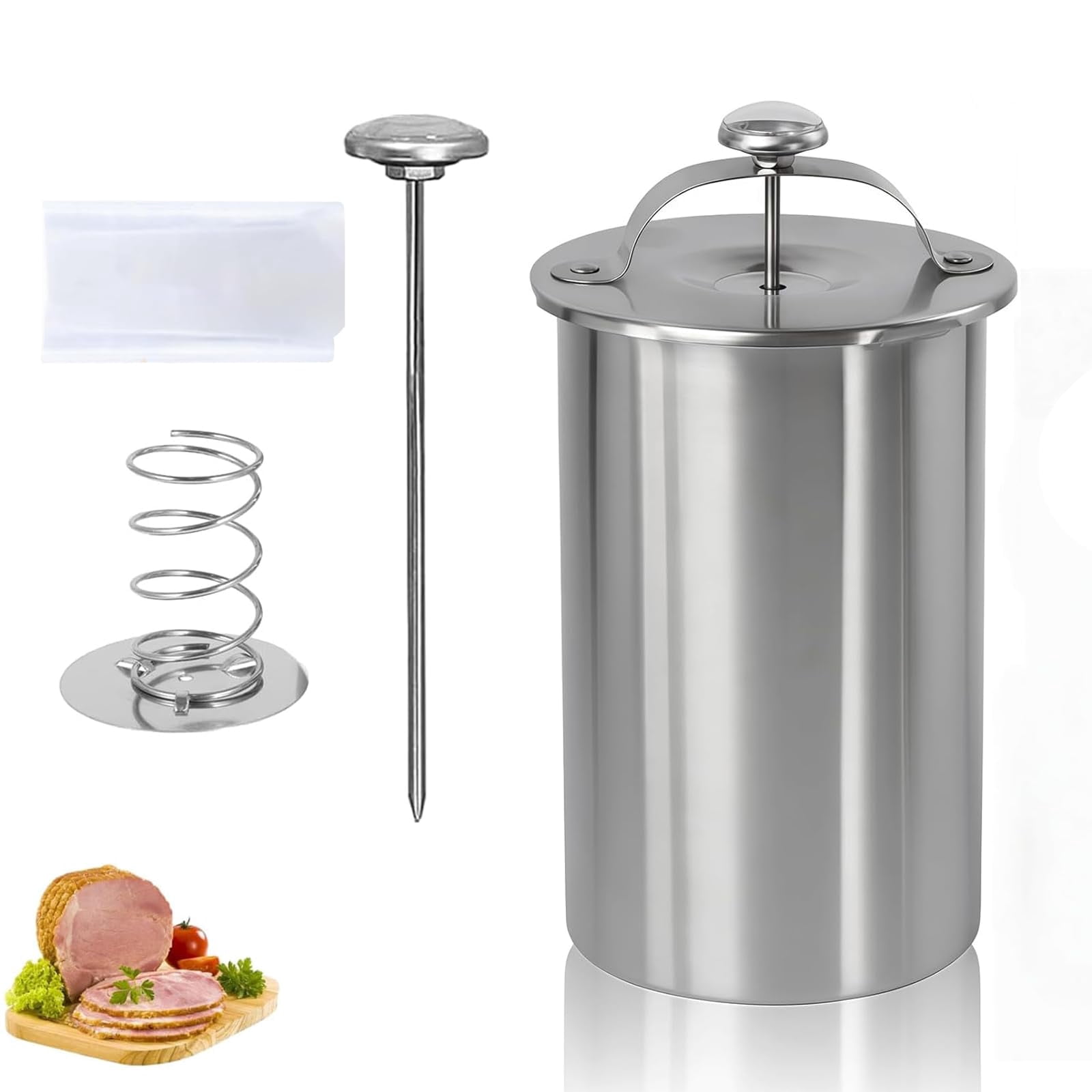 304 Stainless Steel Deli Meat Press with Thermometer & Spring Mechanism ...