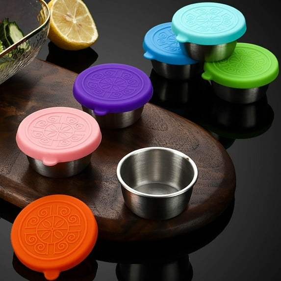 304 Stainless Steel Dipping Cups with Lids | 60Ml Portable Seasoning ...