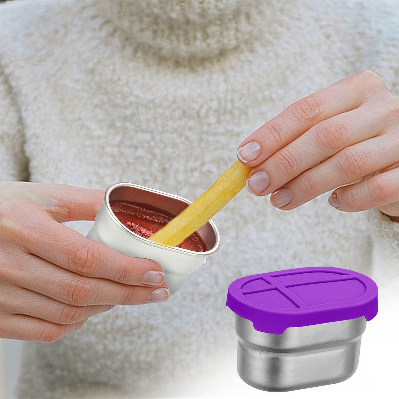 304 Stainless Steel Dipping Sauce Bowl | Crisper Bento Fresh-Keeping ...