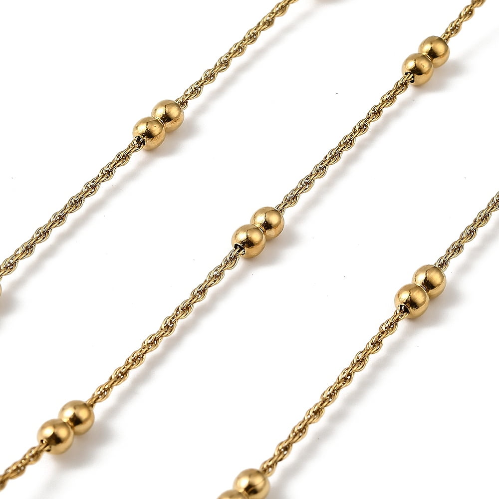 304 Stainless Steel Double Beads Cable Chains Ion Plating(IP) Soldered ...