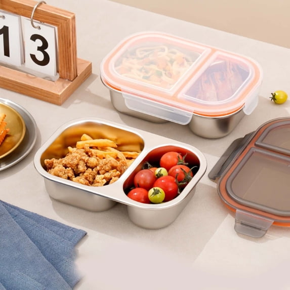 304 Stainless Steel Double Compartment Food Storage Container 800ml A ...
